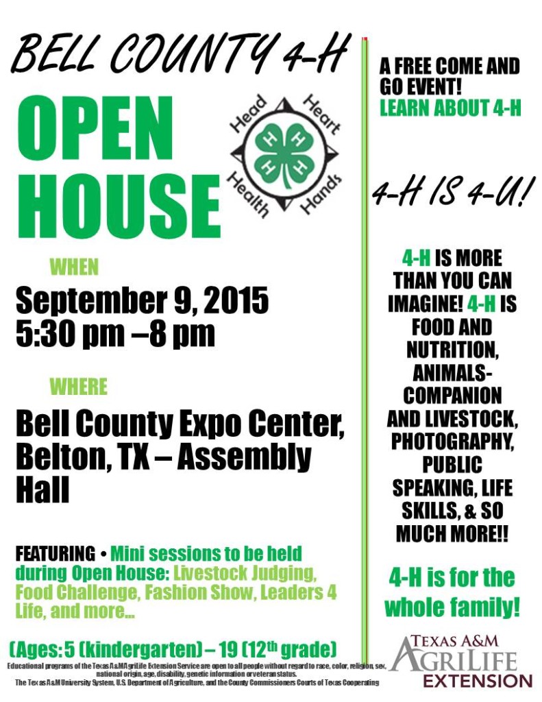 4h open house flyer - Bell County 4-H