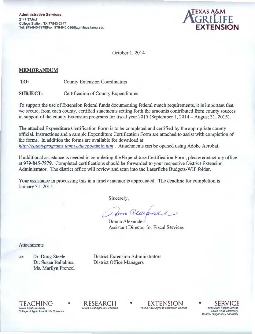 Expenditure Certification | District 8 Administrative Services