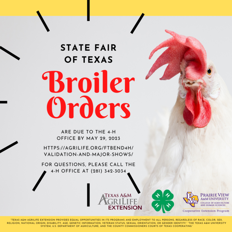 State Fair of Texas Broiler Order Form DUE