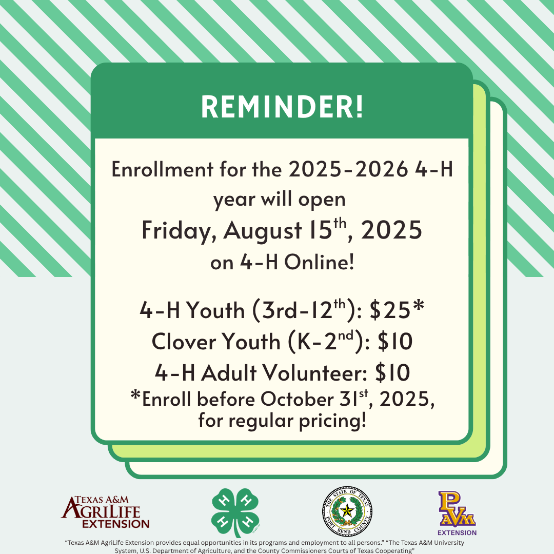 2025-2026 4-H Online Enrollment Opens - Fort Bend 4-H