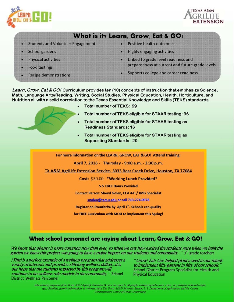 Learn, Grow, Eat & GO! - Harris County 4-H