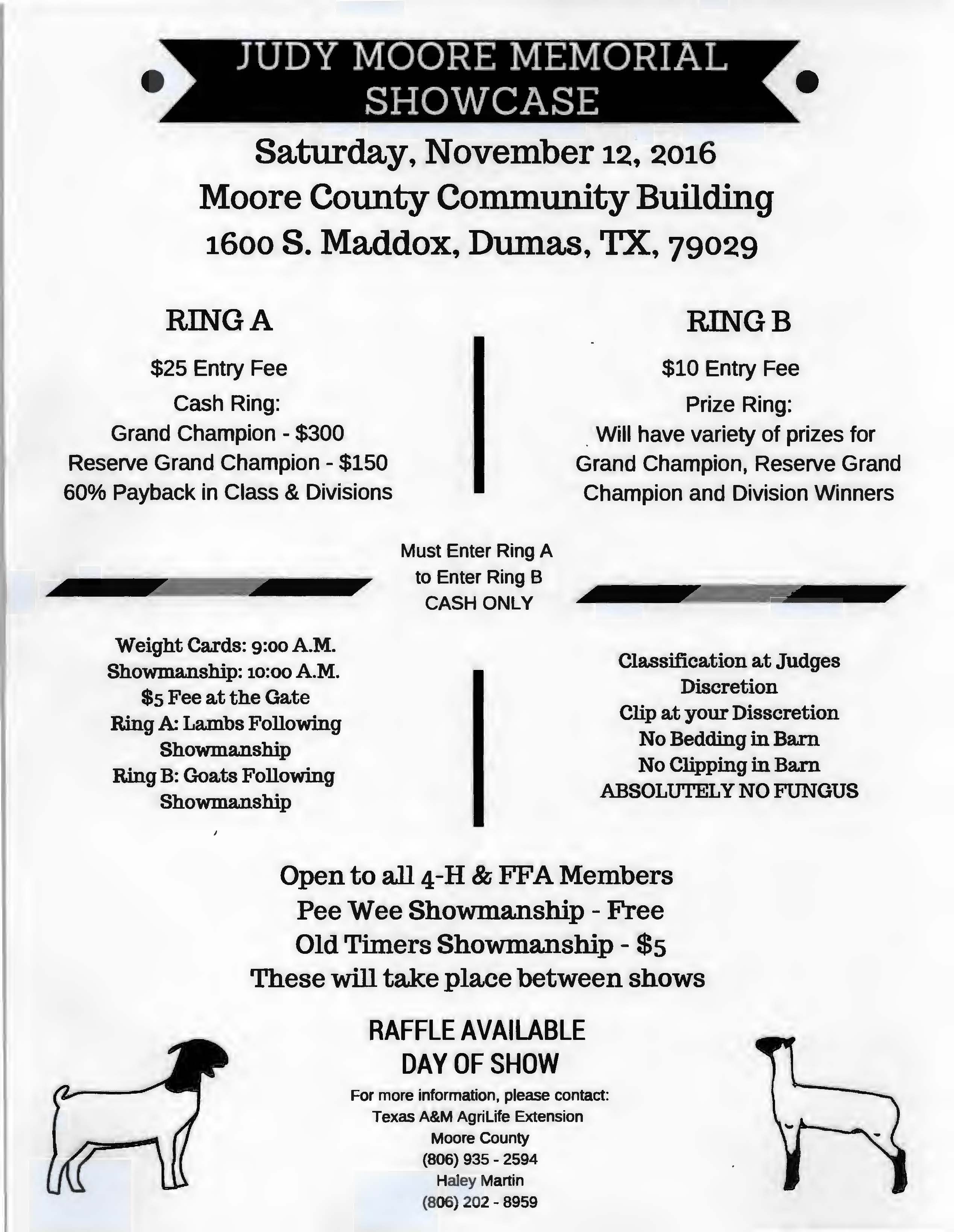 2016 Judy Moore Sheep & Goat Jackpot Flyer | Montgomery County 4-H