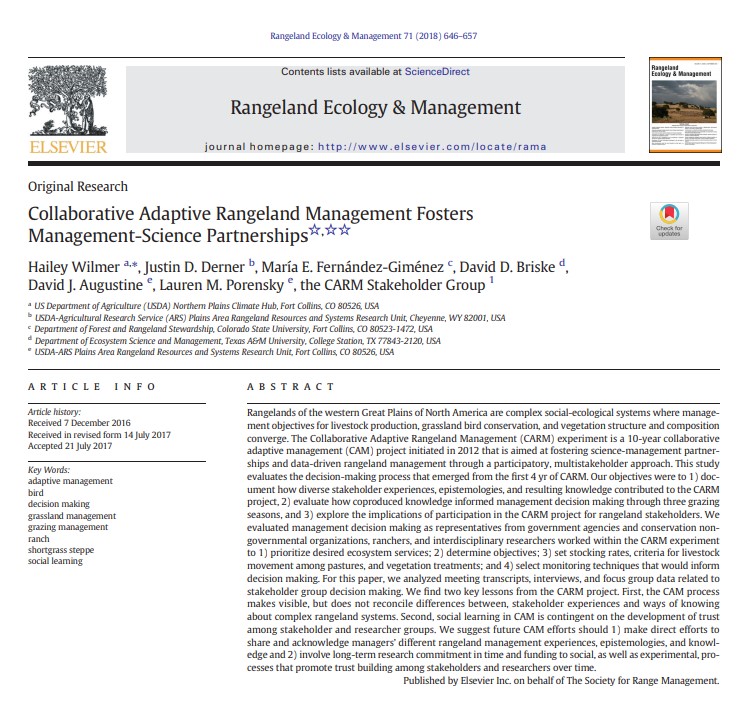 Published to Pasture...Collaborative Adaptive Rangeland Management ...