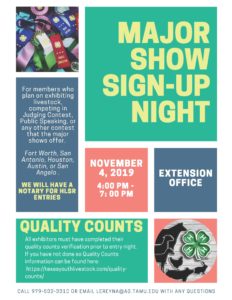 Major Show Sign-Up Night - Wharton County 4-H