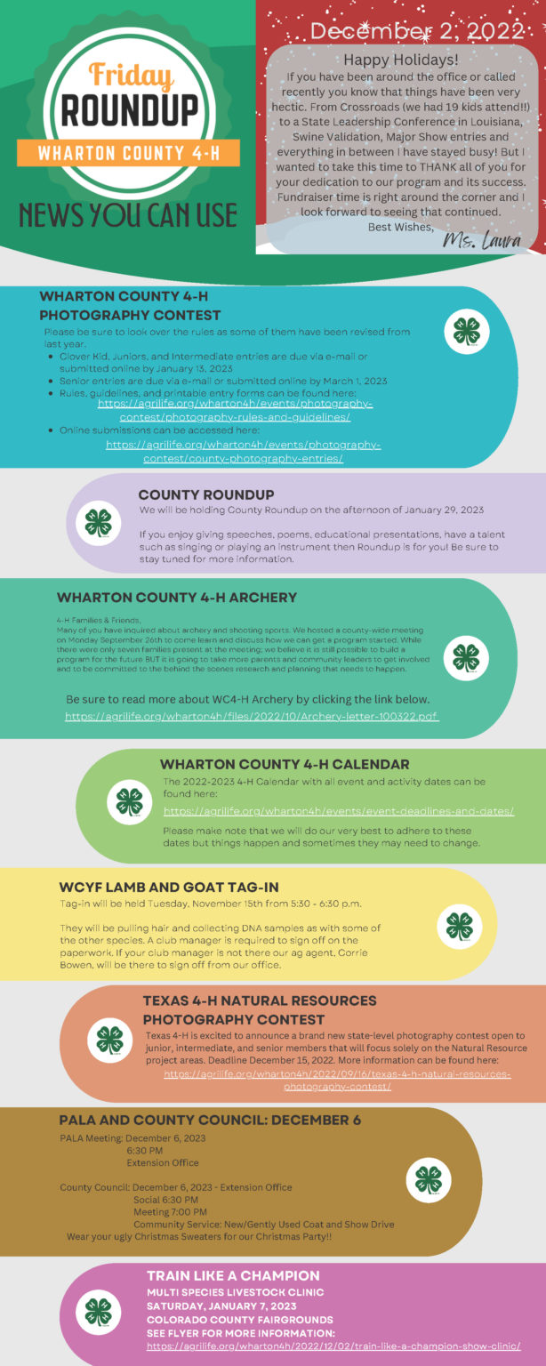 Friday Roundup - DEC 2 - Wharton County 4-H